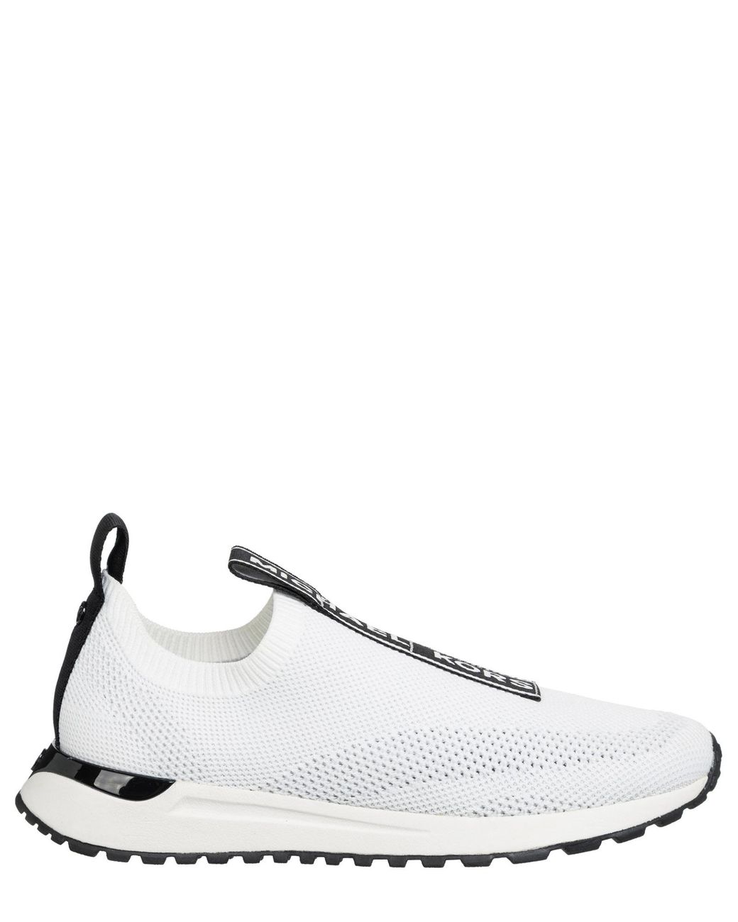 Michael Kors Bodie Logo Embossed Stretch Knit Slip-on Trainer in White ...