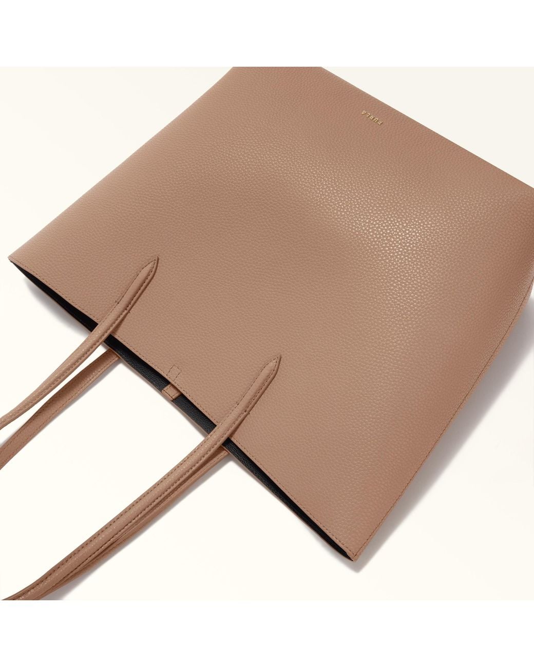 Furla Ella Tote Greige Double Pebble Calf Leather in Natural | Lyst