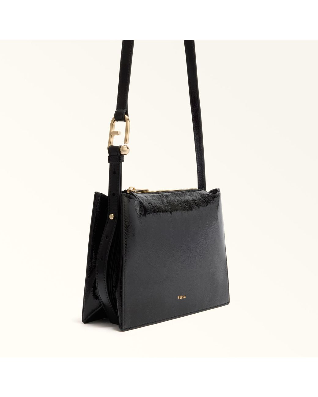 Furla Nuvola Crossbody Nero Venice Patent Leather in Black | Lyst