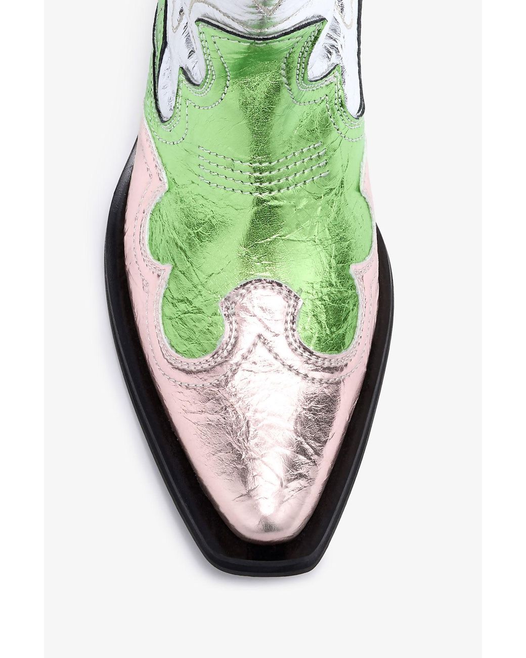 Ganni Mid Shaft Embroidered Western Boots in Green | Lyst UK