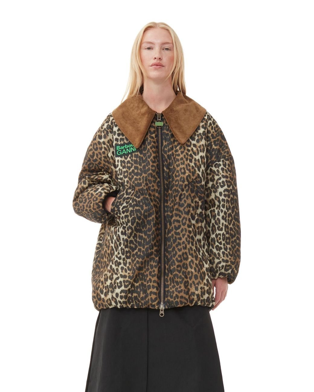 Ganni X Barbour Leopard Bomber Jacket in Brown | Lyst