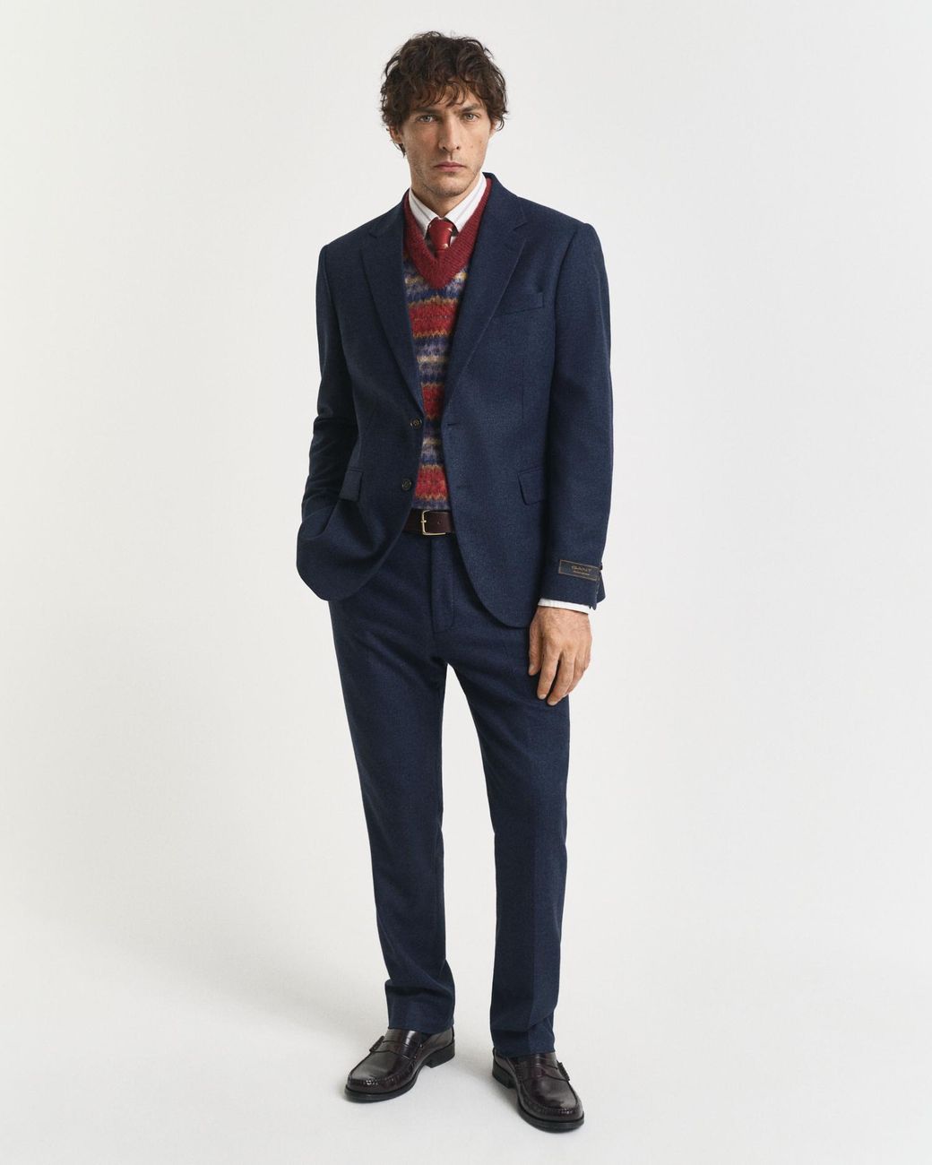 GANT Slim Fit Flannel Herringbone Suit Pants in Blue for Men | Lyst UK