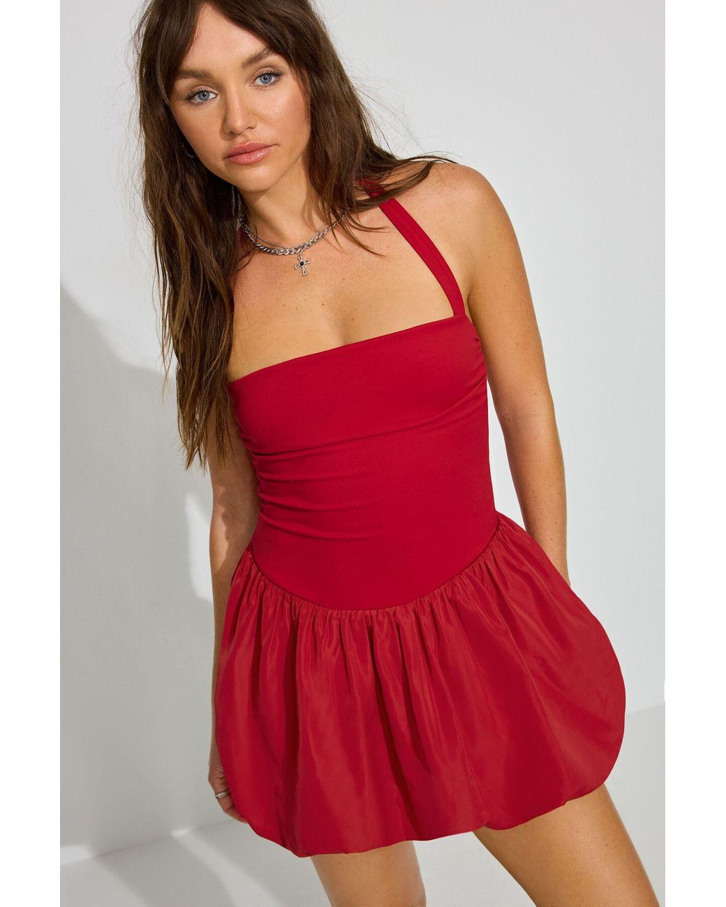 Garage Alina Bubble Halter Dress in Black | Lyst