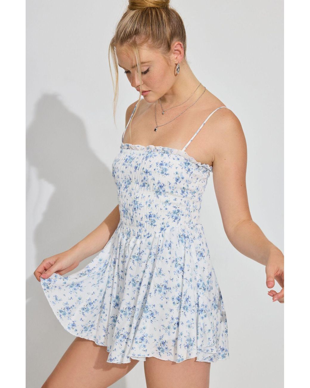 Garage Kayley Smocked Tube Romper in White | Lyst