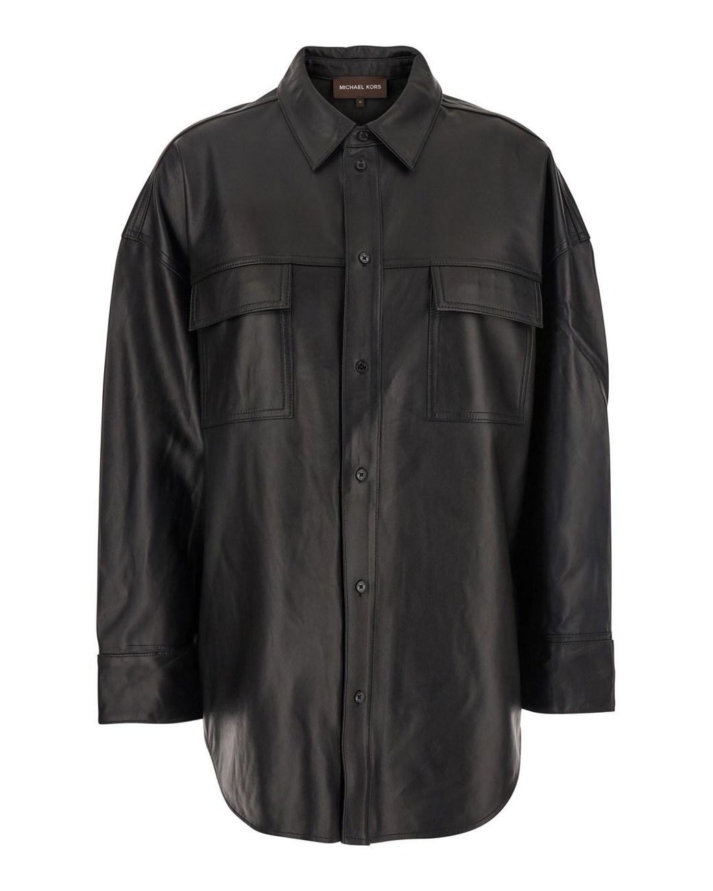 MICHAEL Michael Kors Oversize Shirt With Classic Collar in Black | Lyst