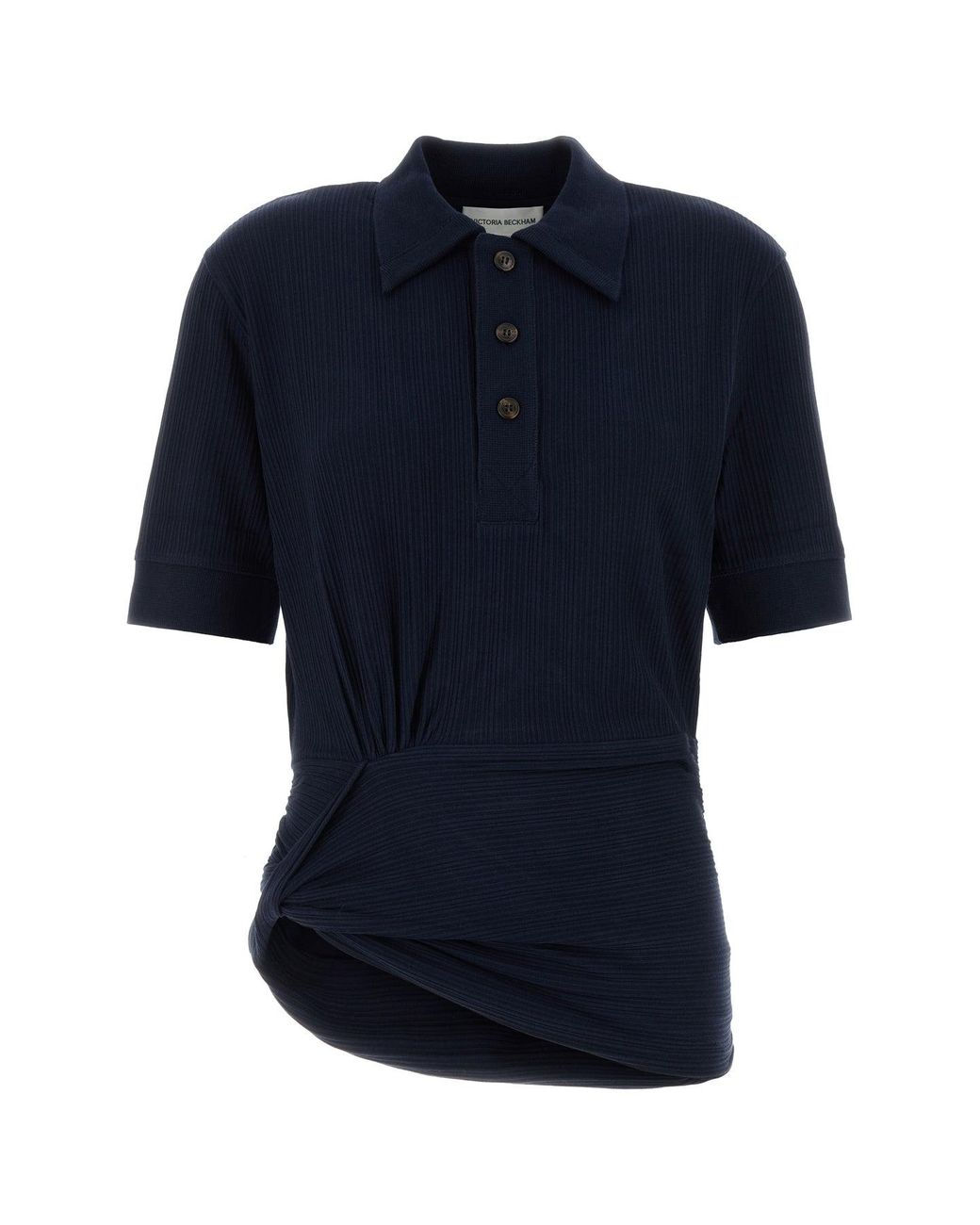 Victoria Beckham Navy Blue Stretch Cotton Polo Shirt | Lyst UK