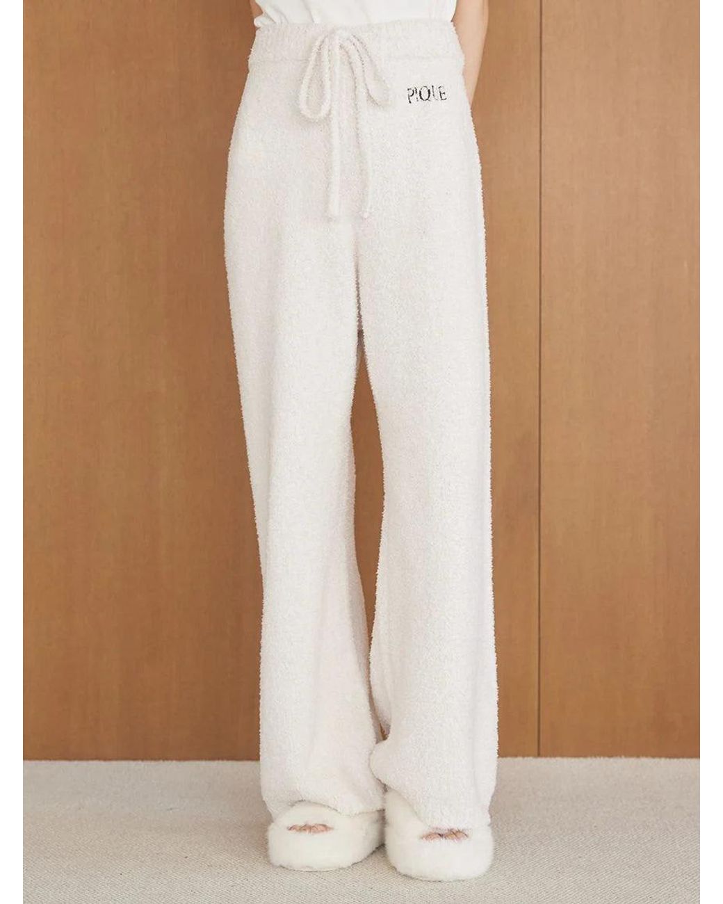 gelato pique Melange Logo Embroidered Long Pants in White | Lyst