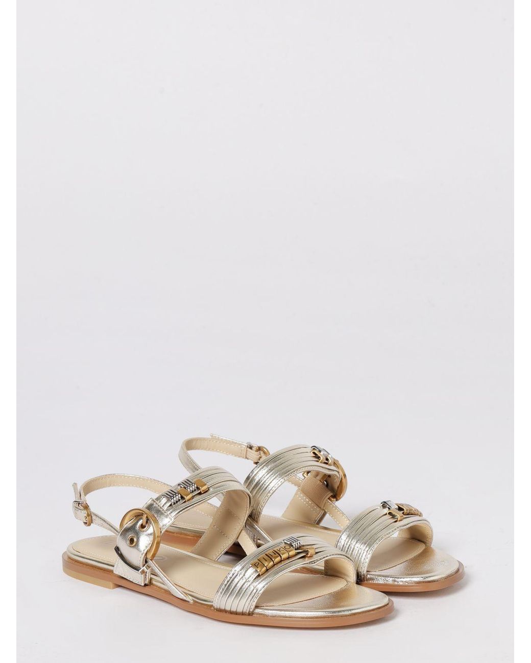 Pinko Milly 08 Leather Sandal in White | Lyst