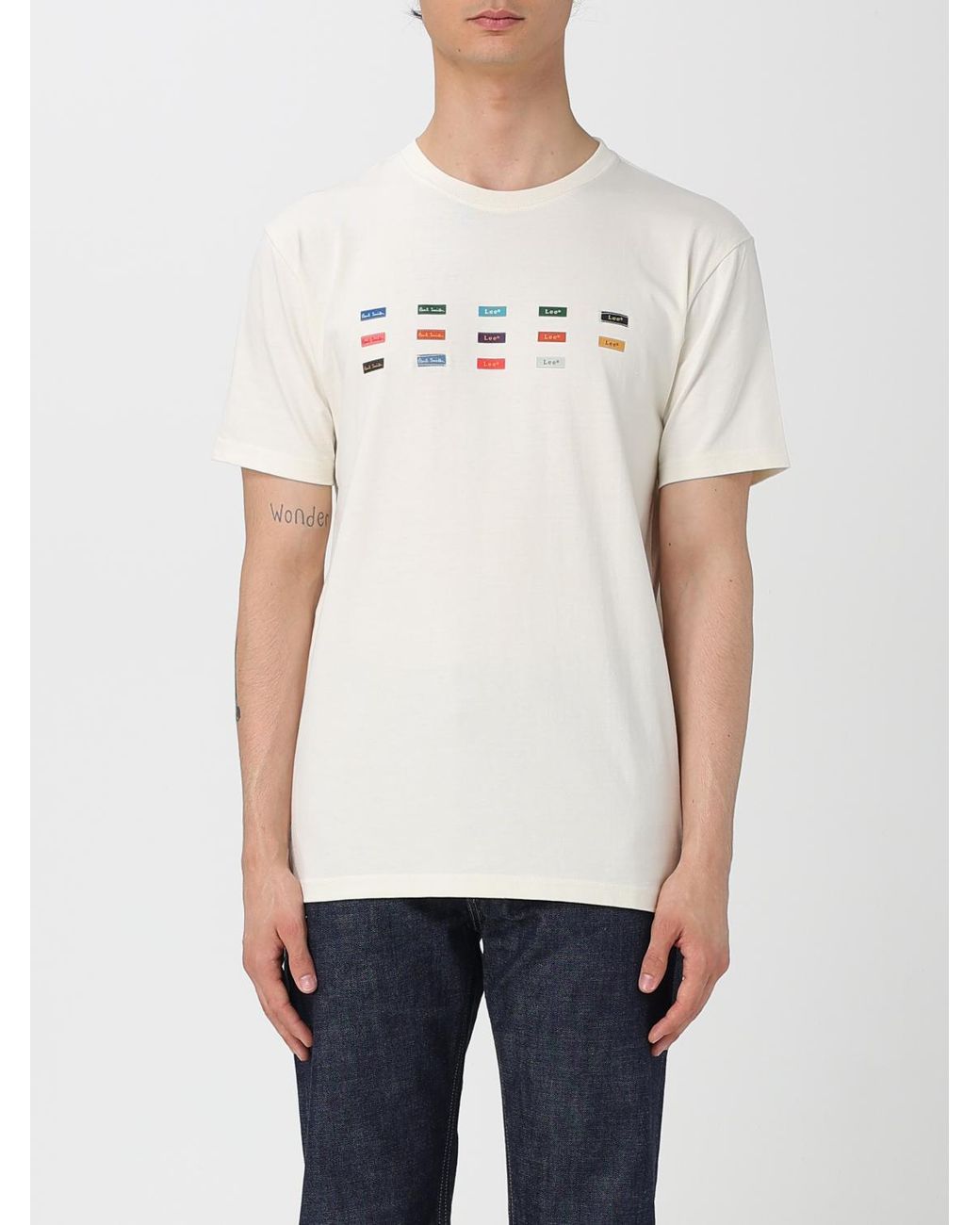 Paul Smith Label Graphic Tee in White for Men | Lyst