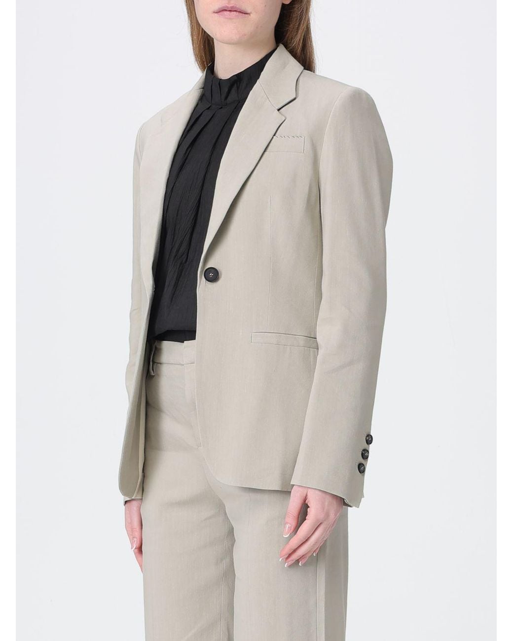 Tela Linen Blend Single-Breasted Blazer in Natural | Lyst