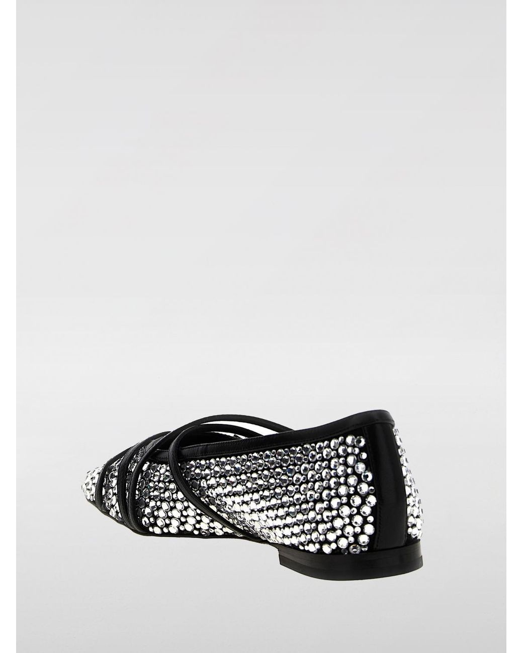 Mach & Mach Crystal Embellished Buckle Flats in White | Lyst UK