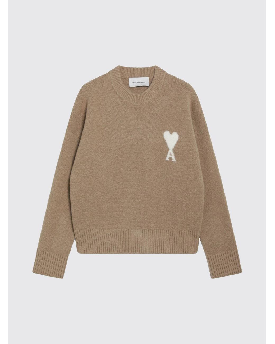Ami Paris Wool And Alpaca Blend Jacquard Logo Crewneck Jumper in ...