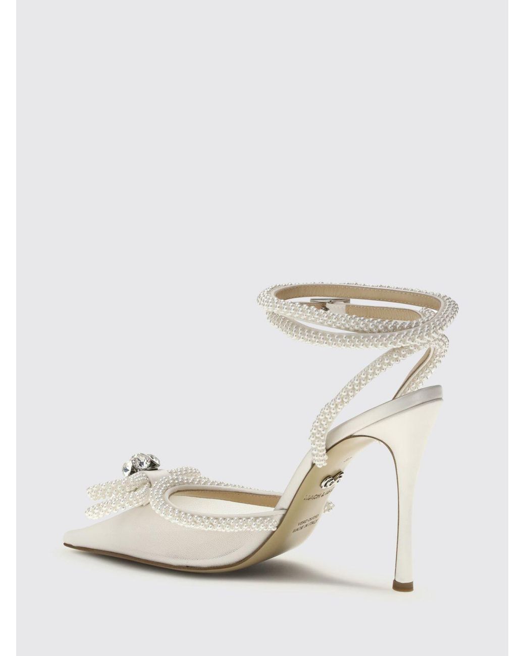 Mach & Mach Satin Pumps With Applied Beads in White | Lyst
