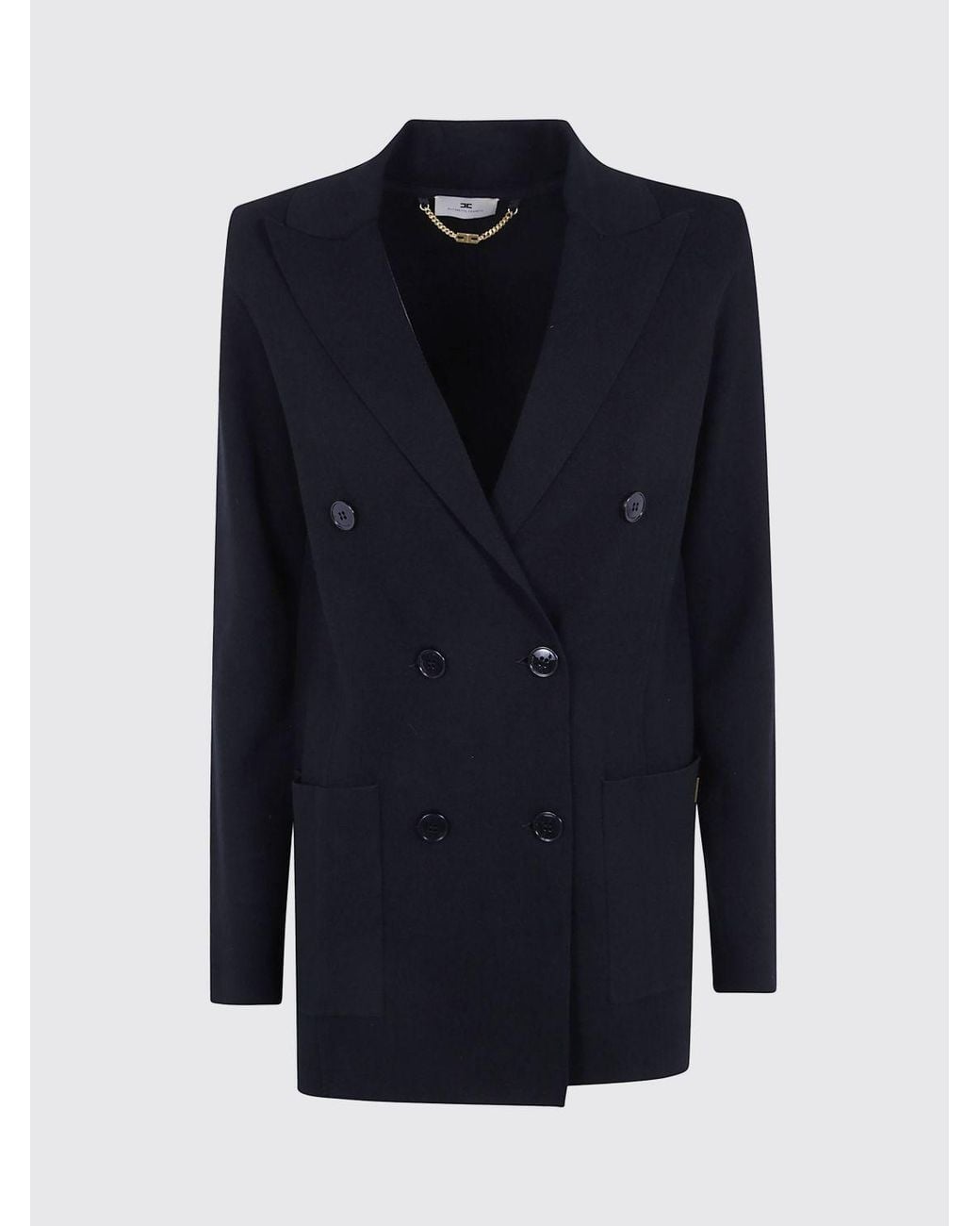 Elisabetta Franchi Double Breasted Cropped Viscose Blend Blazer With