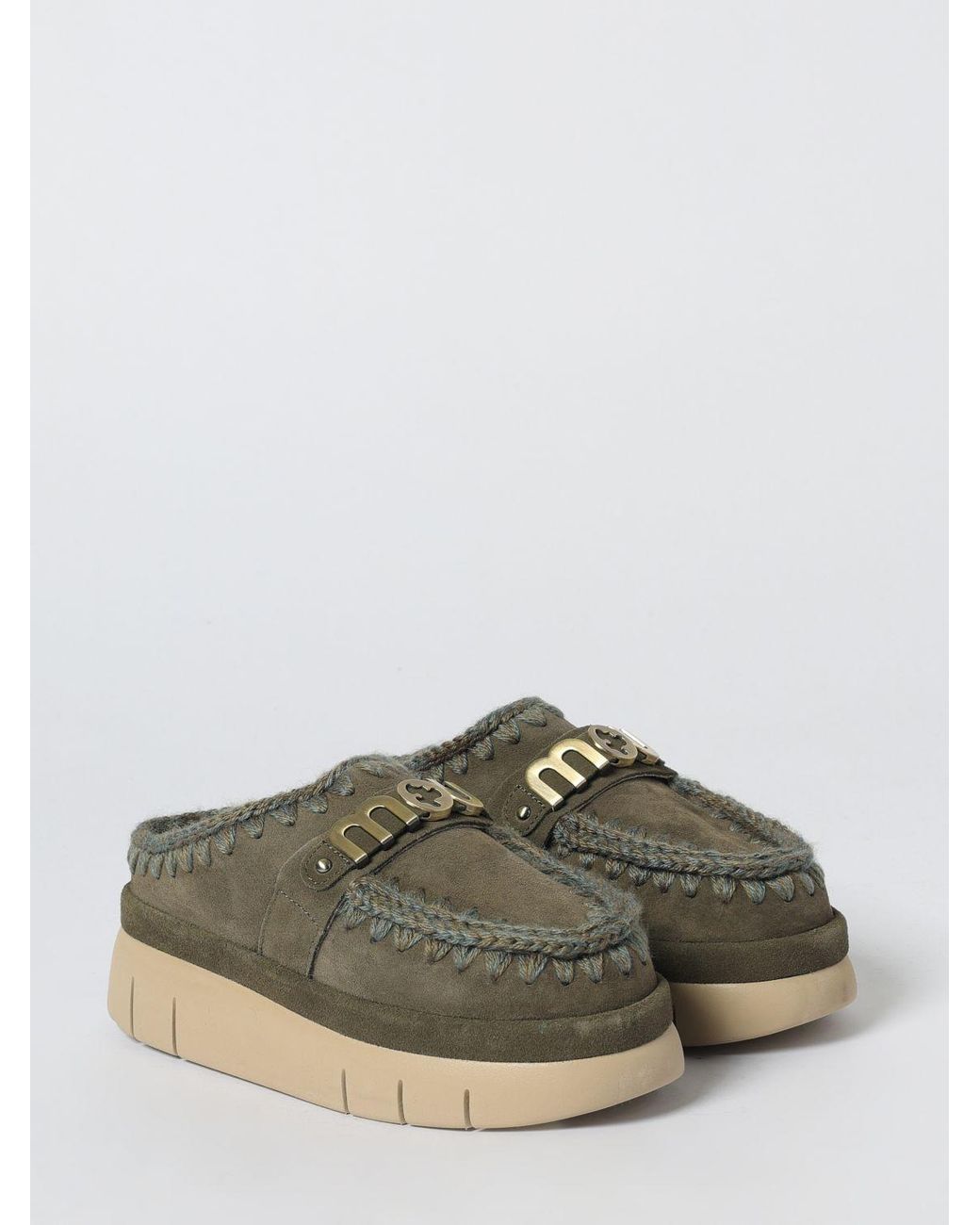 Mou Wedge Shoes in Green | Lyst UK