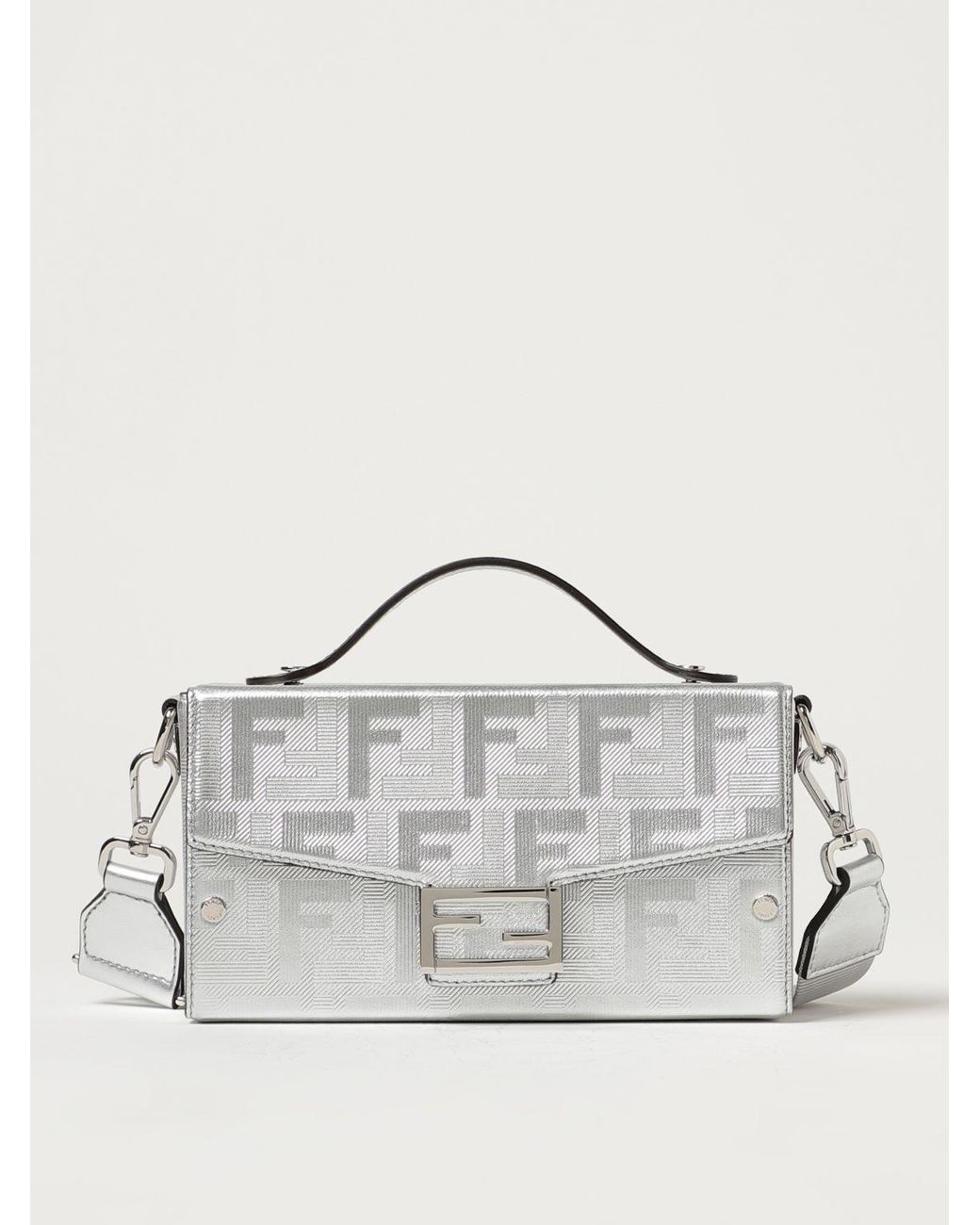Fendi Soft Trunk Bag In Laminated Leather With Ff Pattern in Metallic ...