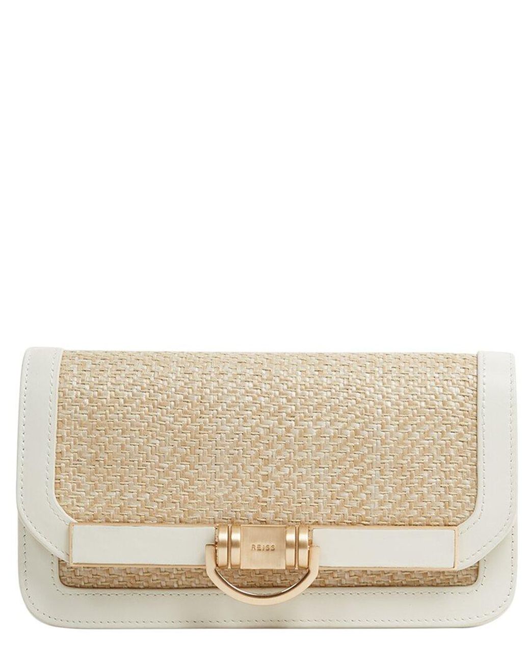 Reiss Lexi Clutch Small Raffia Clutch in Natural | Lyst