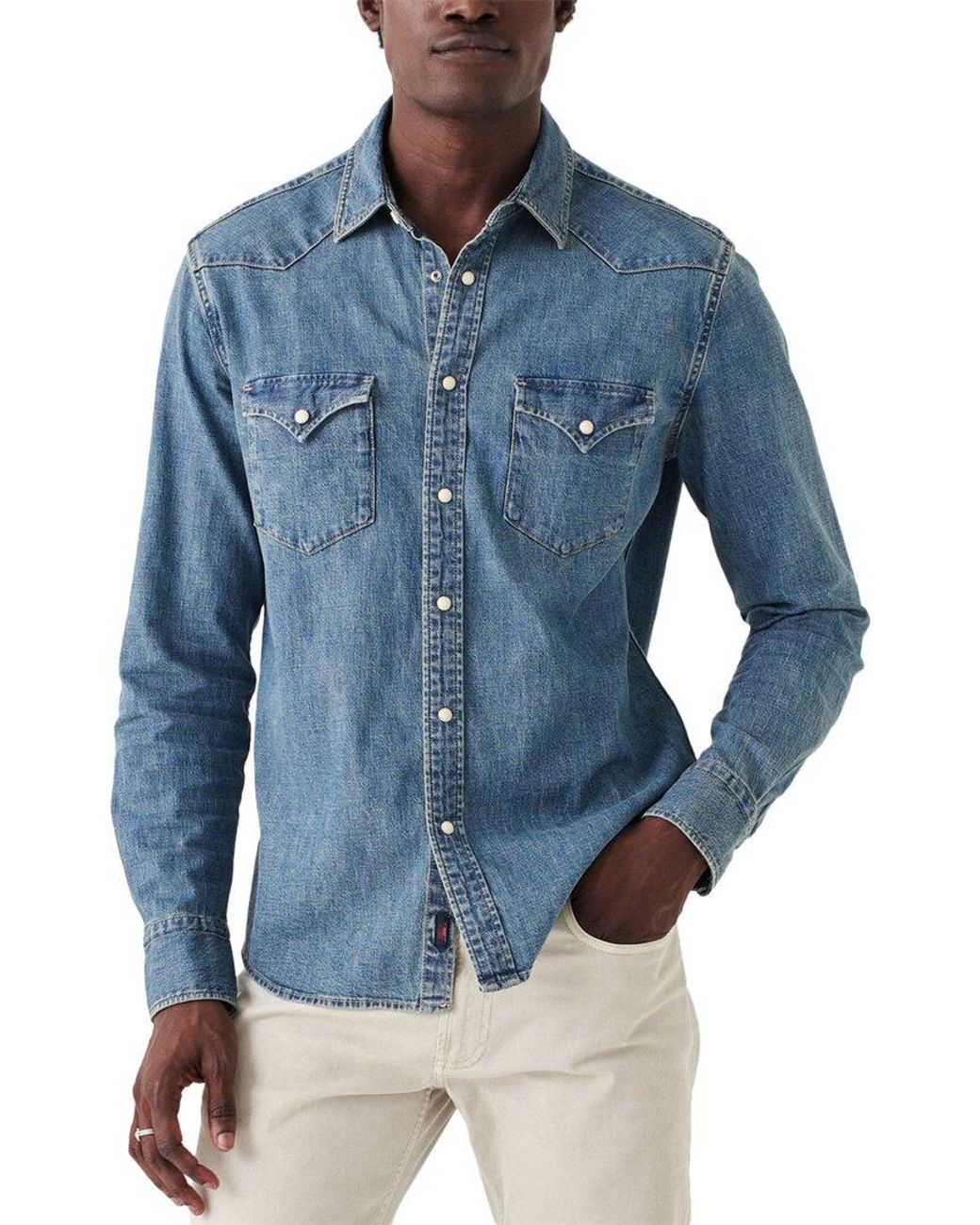 Faherty Denim Western Shirt in Blue for Men | Lyst