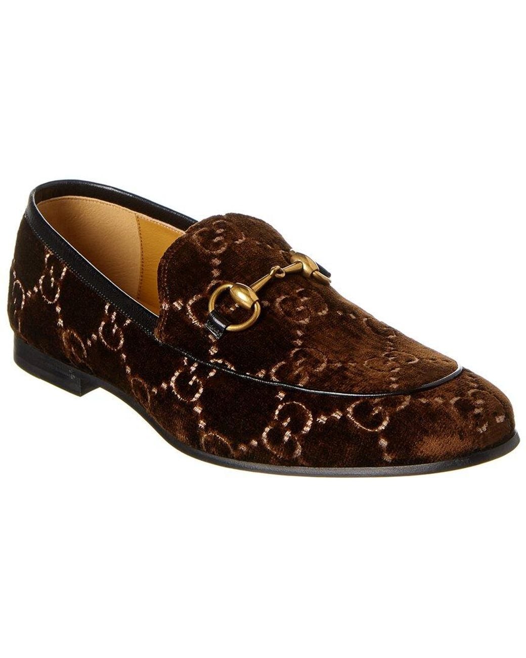 Gucci Jordaan Velvet Loafer in Brown for Men | Lyst