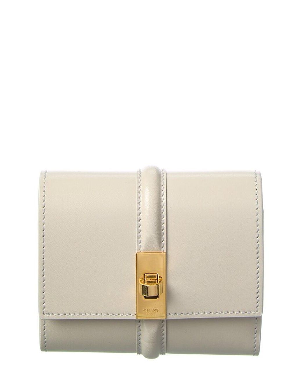Celine Small Leather Trifold Wallet in Natural | Lyst