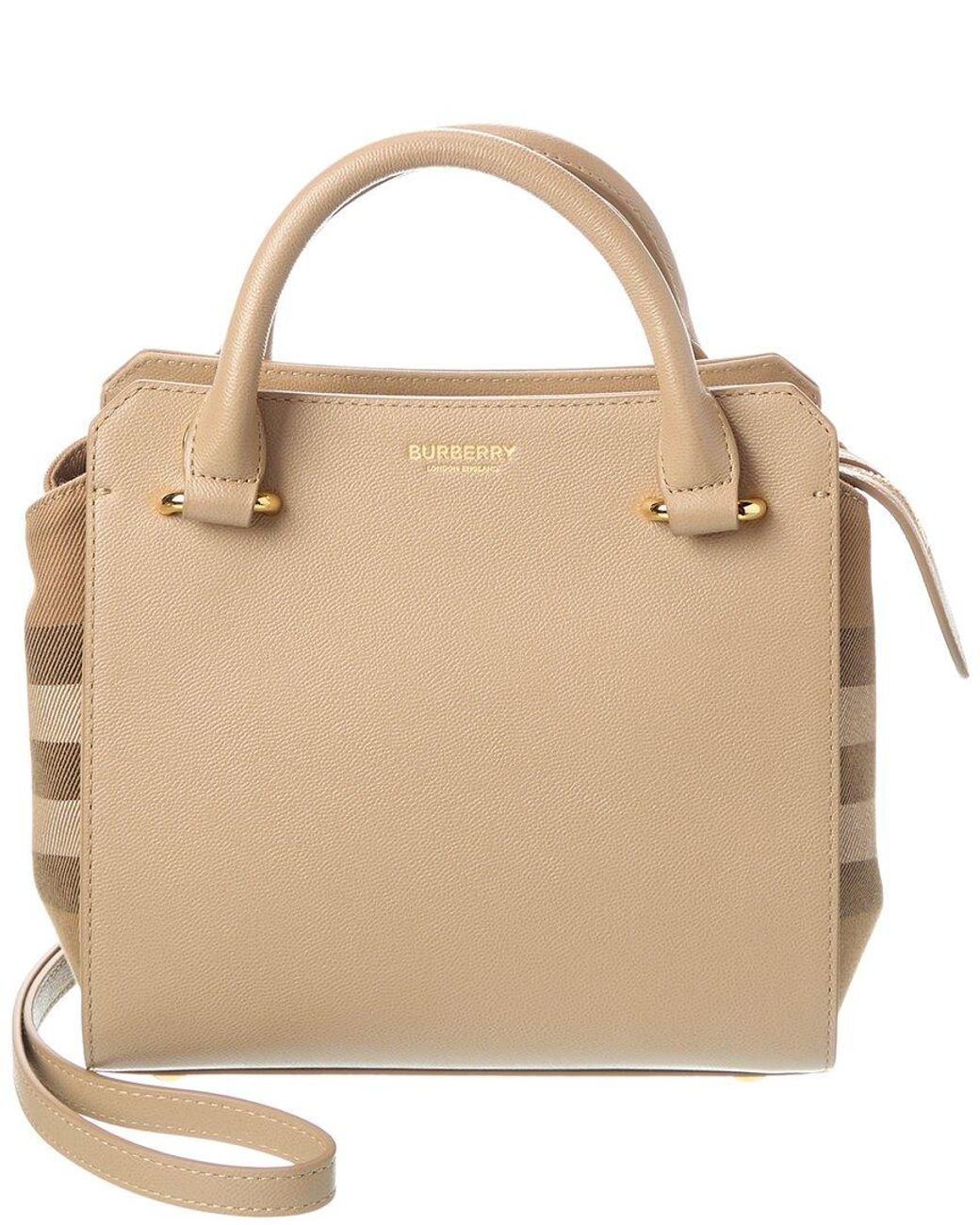 Burberry Check Canvas & Leather Shoulder Bag in Natural | Lyst