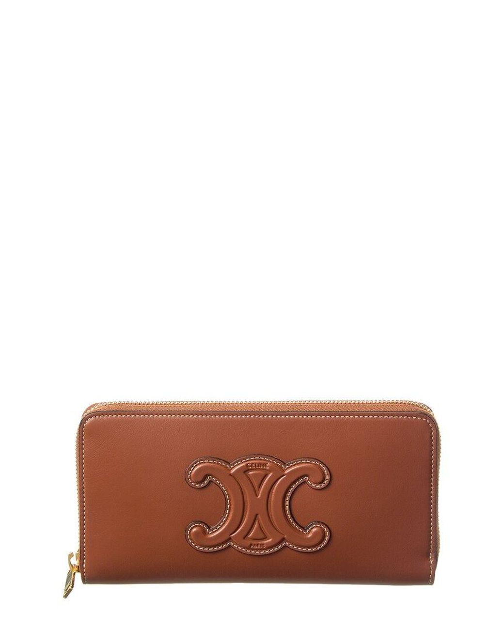 Celine Triomphe Large Zipped Leather Wallet in Brown | Lyst UK
