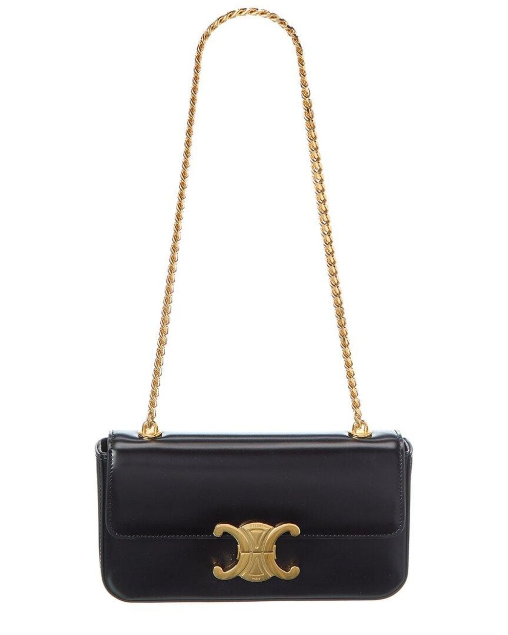 Celine Claude Leather Chain Shoulder Bag in White | Lyst