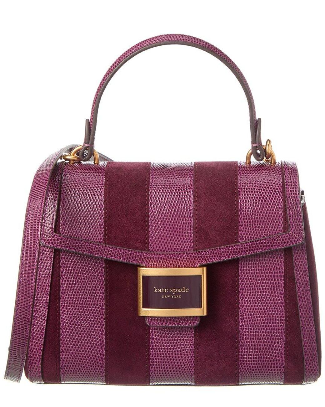 Kate Spade Katy Small Lizard-Embossed Leather Top Handle Bag in Purple ...