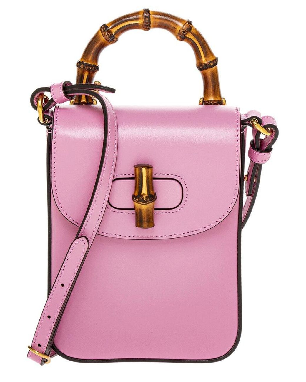 Gucci Bamboo Mini Leather Bag in Pink | Lyst