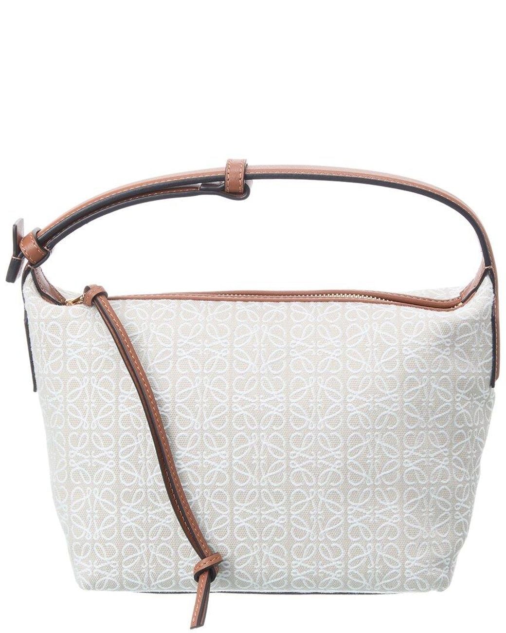 Loewe Cubi Small Anagram Jacquard & Leather Hobo Bag in White | Lyst