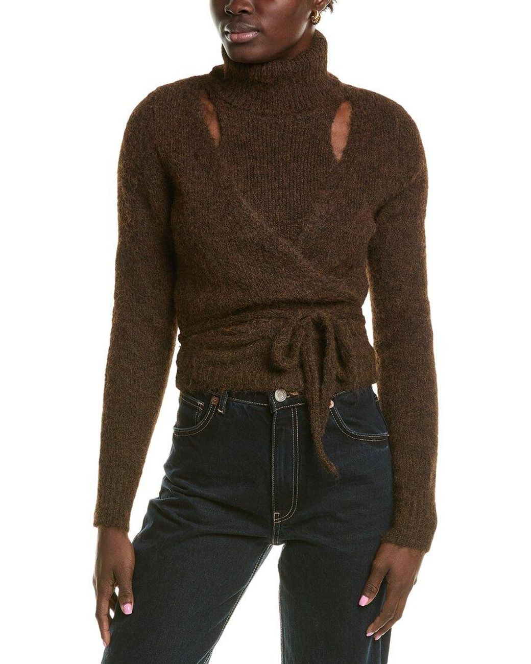Astr Natasha Wool-Blend Sweater in Brown | Lyst