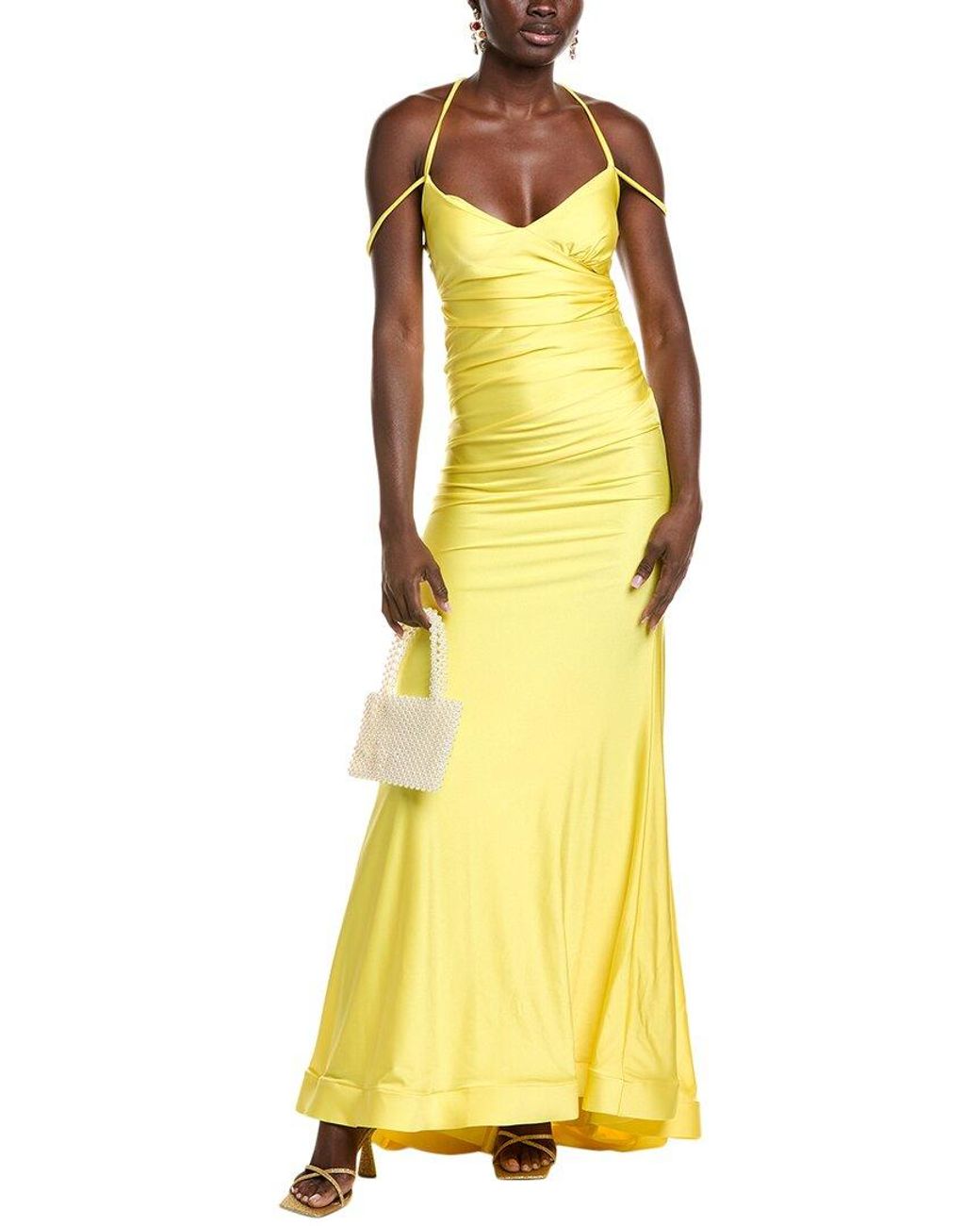 Issue New York Strappy Gown in Yellow | Lyst UK