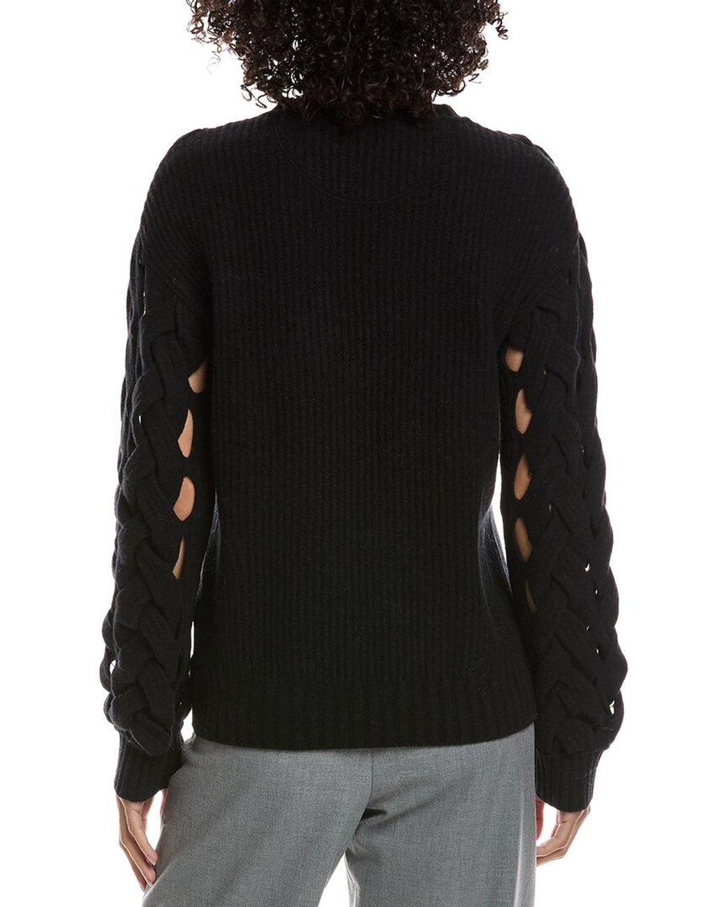 Valentino Open Cable Knit Wool & Angora-Blend Sweater in Black | Lyst
