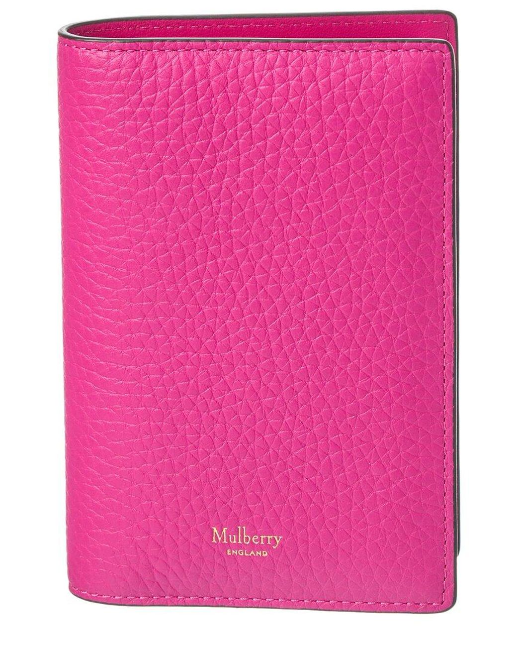 Mulberry Logo Plaque Leather Passport Case in Pink | Lyst