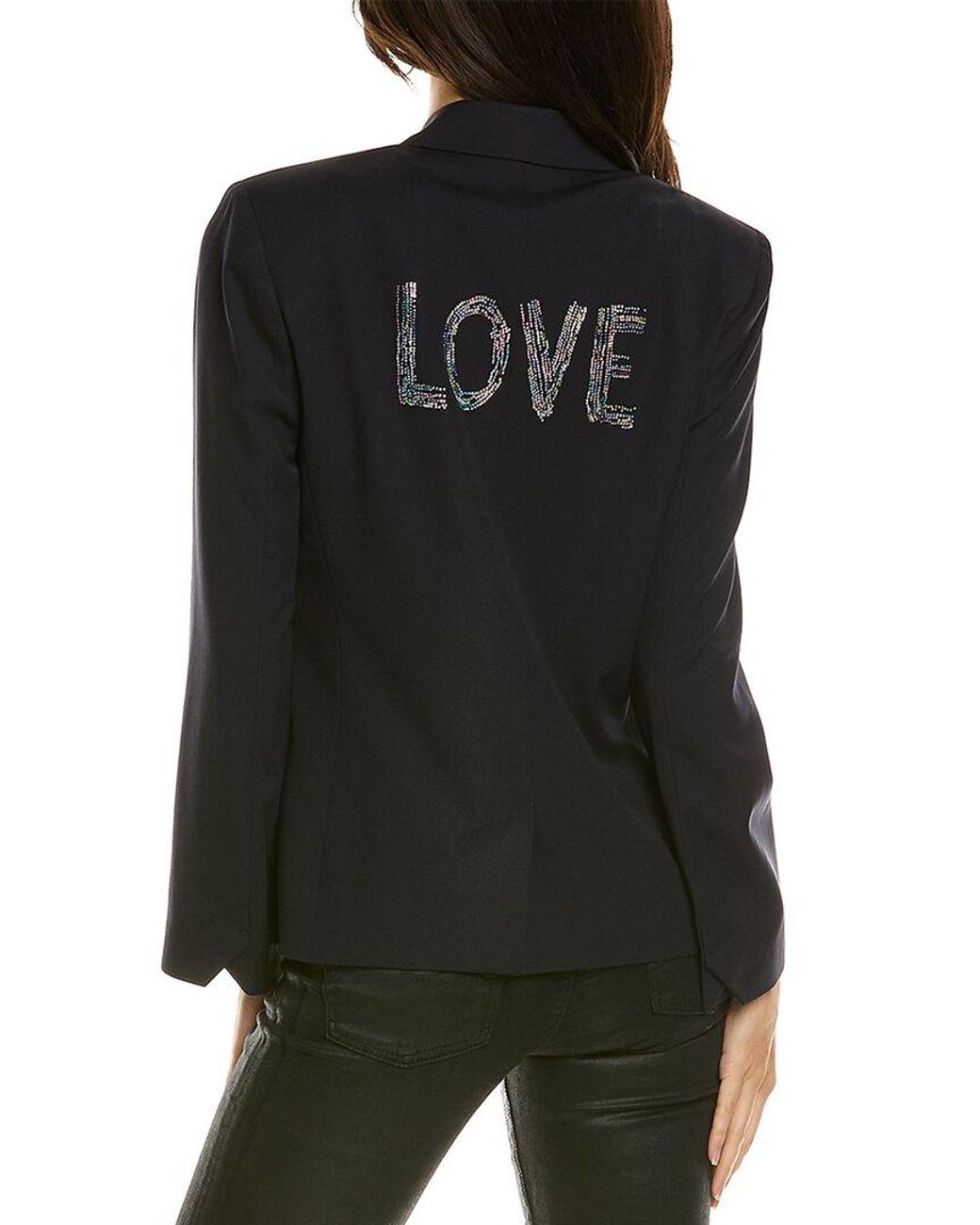 Zadig And Voltaire Vedy Strass Love Wool Blazer In Black Lyst