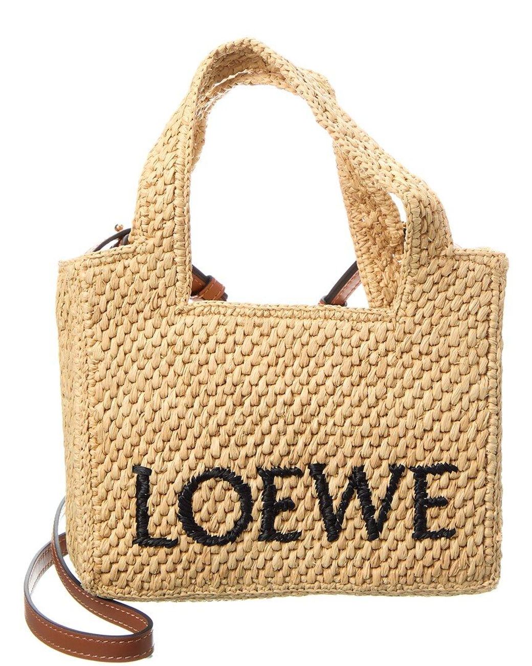 Loewe Font Mini Raffia Tote in Metallic | Lyst