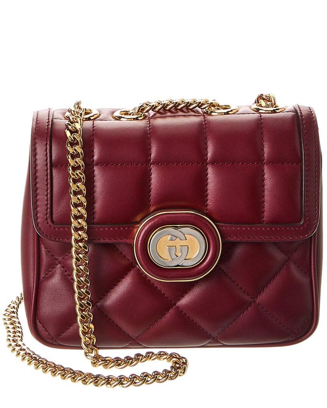Gucci Deco Mini Quilted Leather Shoulder Bag in Red | Lyst