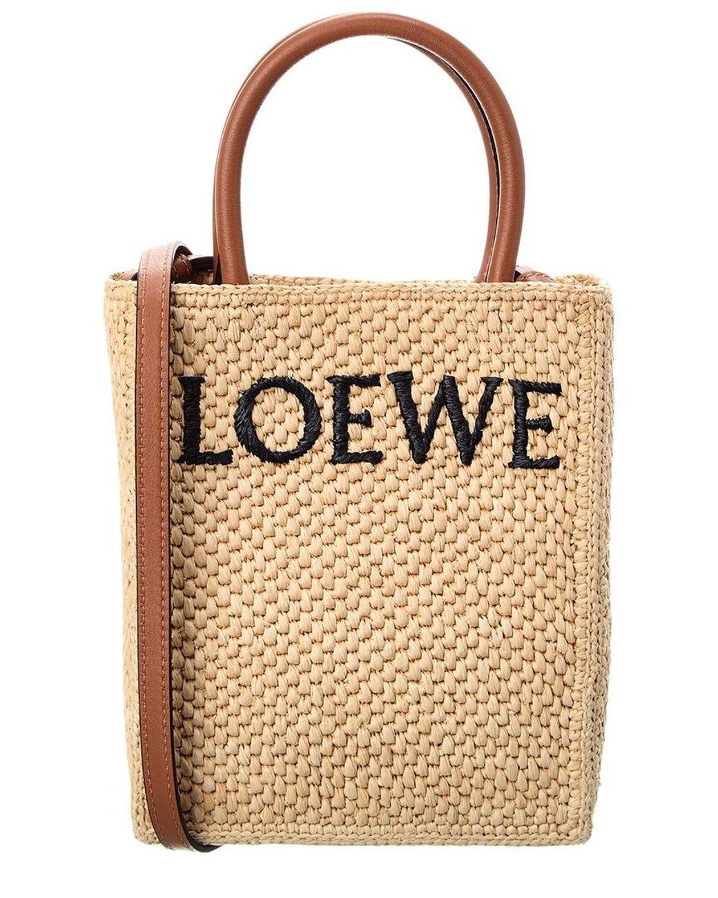 Loewe Standard A5 Raffia & Leather Tote in Natural | Lyst UK