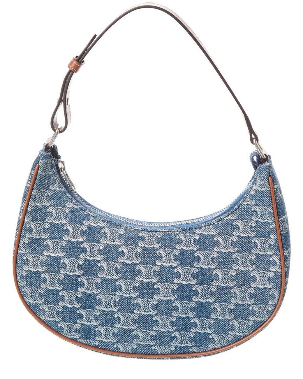 Celine Ava Denim & Leather Hobo Bag in Blue | Lyst