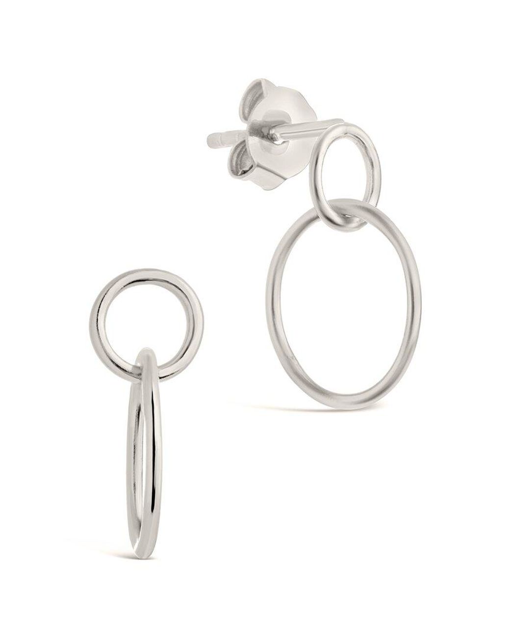 Sterling Forever Silver Simple Interlocking Circle Dangle Earrings in ...