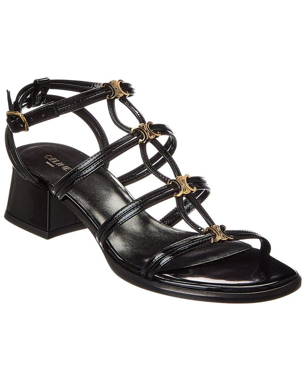 Celine Clemence Leather Sandal in Black | Lyst
