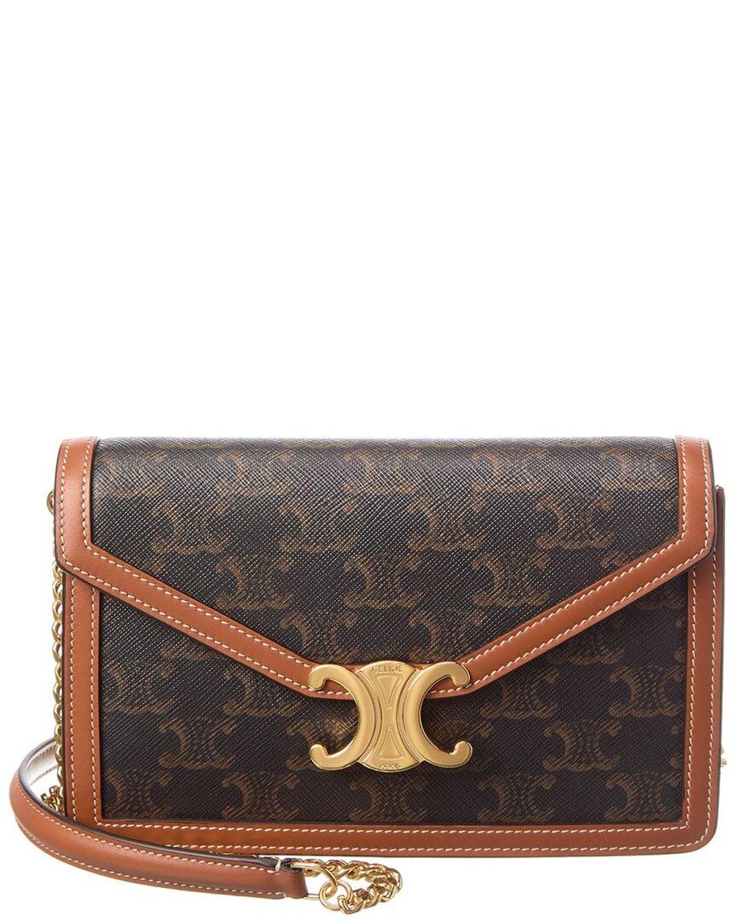 Celine Margo Triomphe Canvas & Leather Wallet On Chain in Gray | Lyst