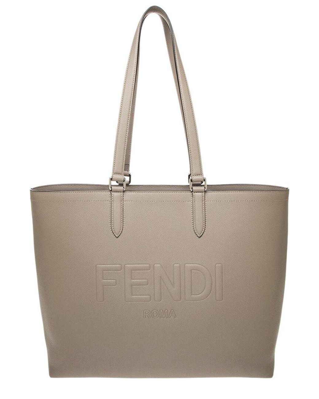 Fendi Roma Leather Tote in Natural | Lyst