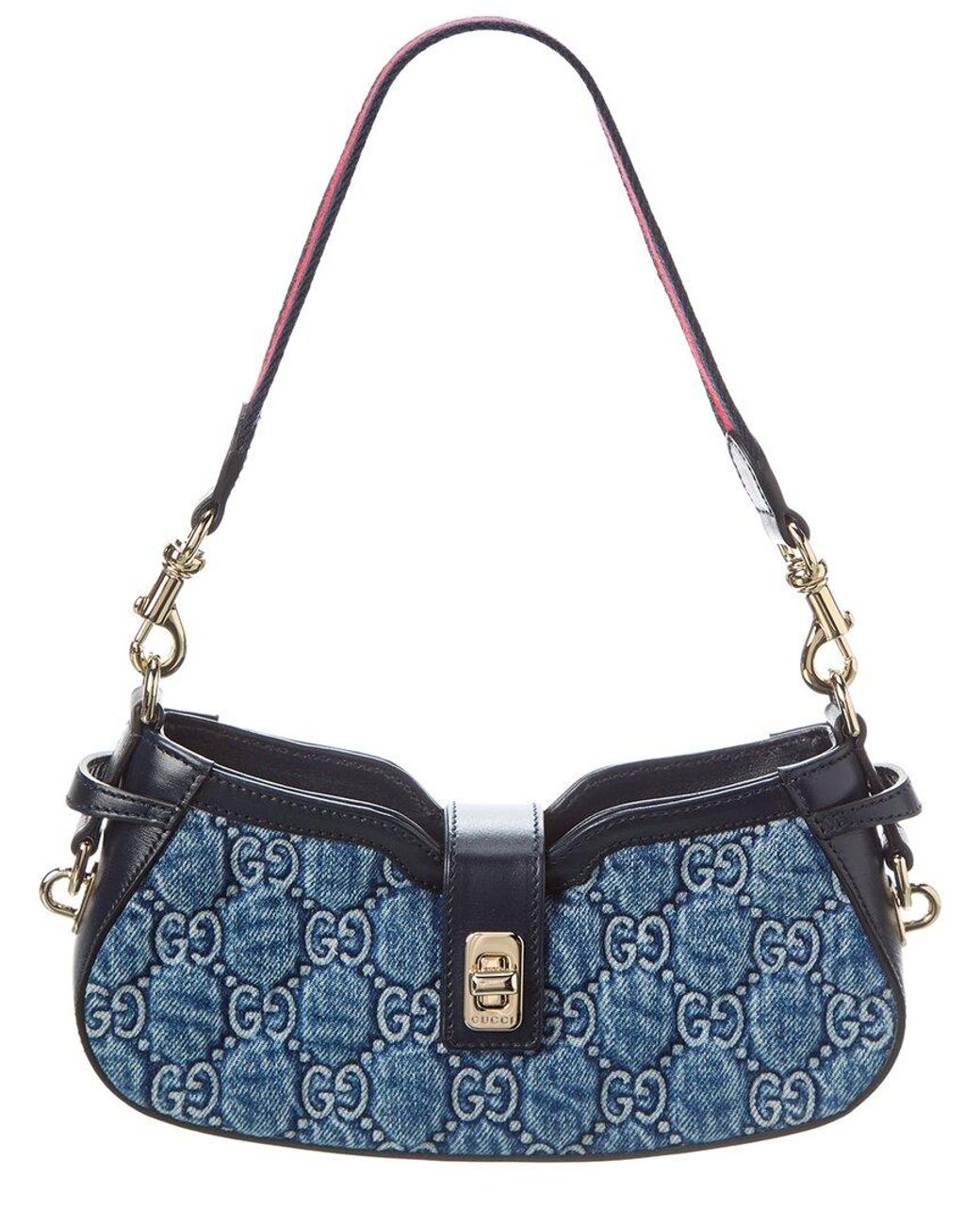 Gucci Moon Side Mini GG Denim & Shoulder Bag in Blue | Lyst