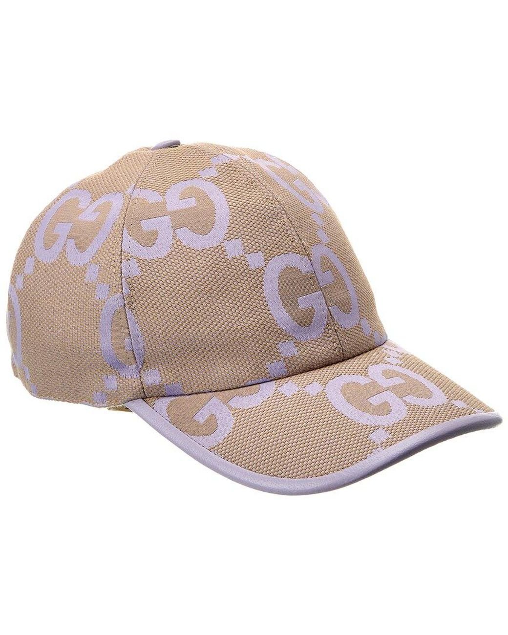 Gucci Jumbo GG Canvas Leather-trim Baseball Cap in White | Lyst