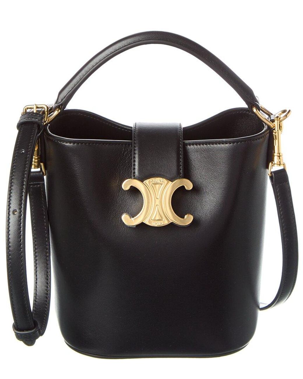 Celine Louise Mini Leather Bucket Bag in Black | Lyst UK