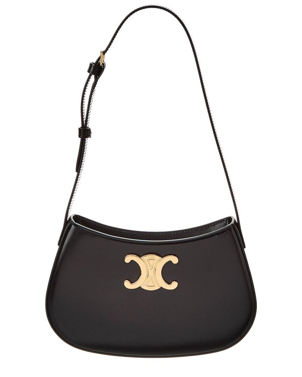 Celine Tilly Medium Leather Shoulder Bag in Black | Lyst