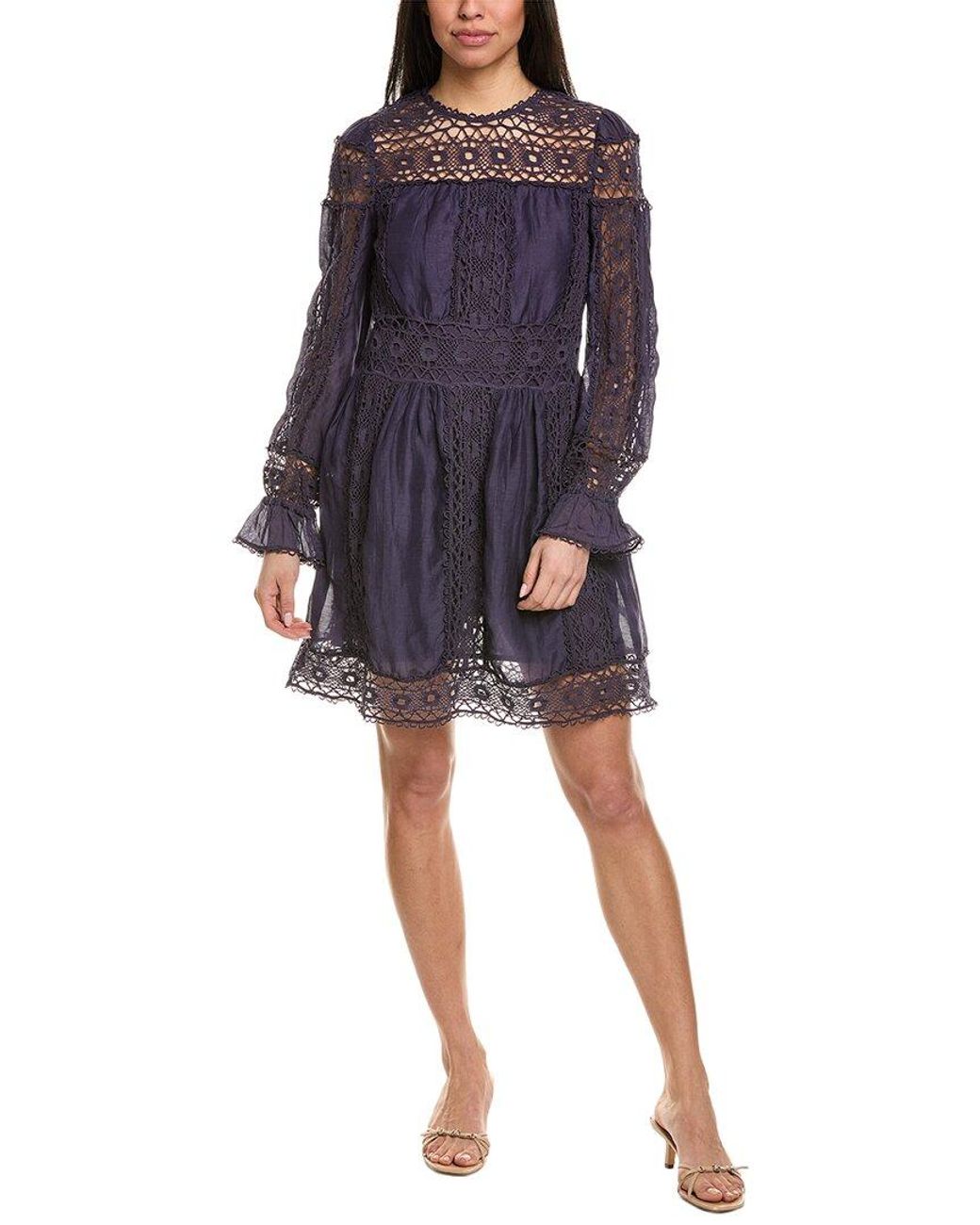 Johnny Was Mitska Linen-Blend A-Line Dress in Blue | Lyst