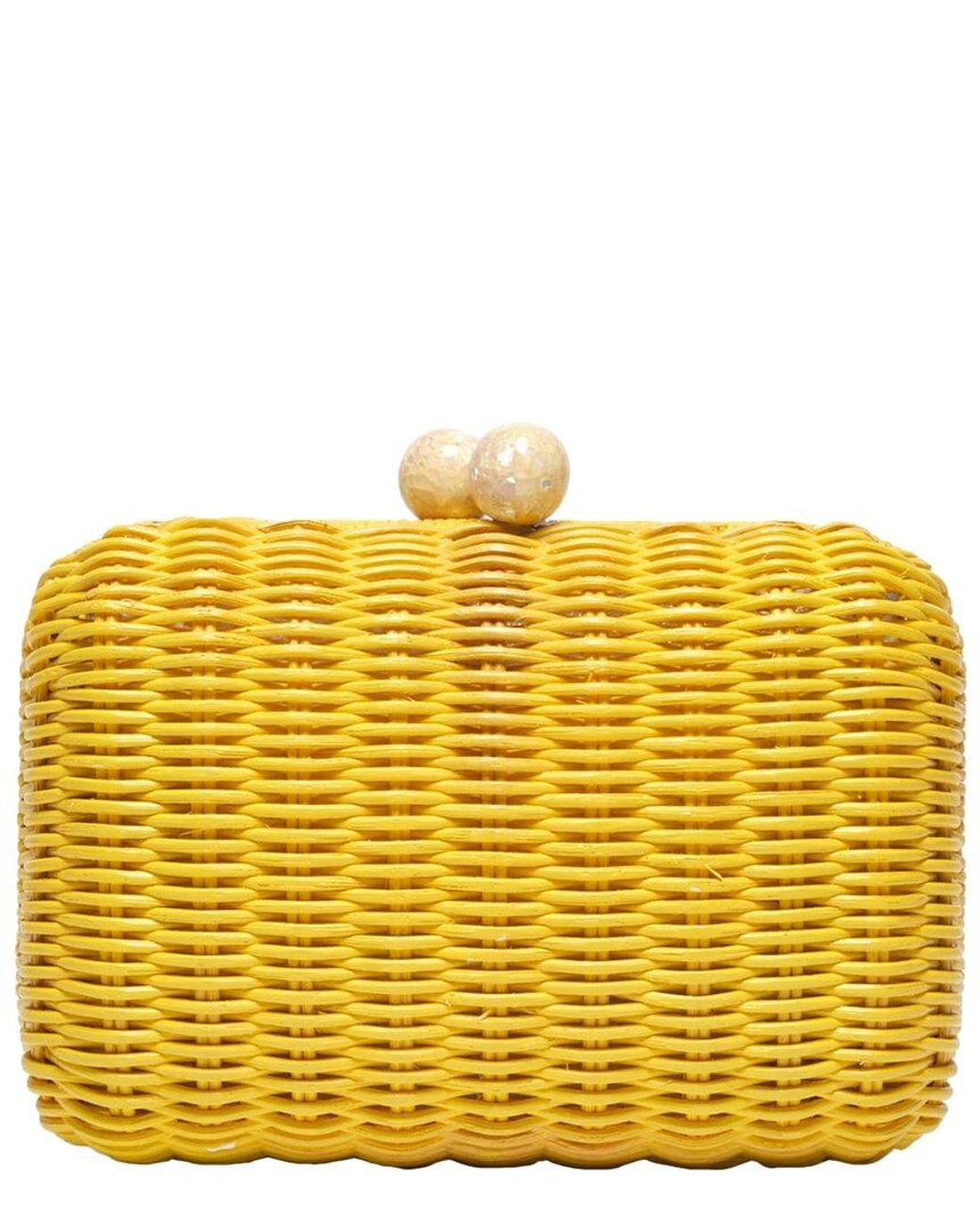 Kayu Grace Wicker Clutch in Yellow | Lyst