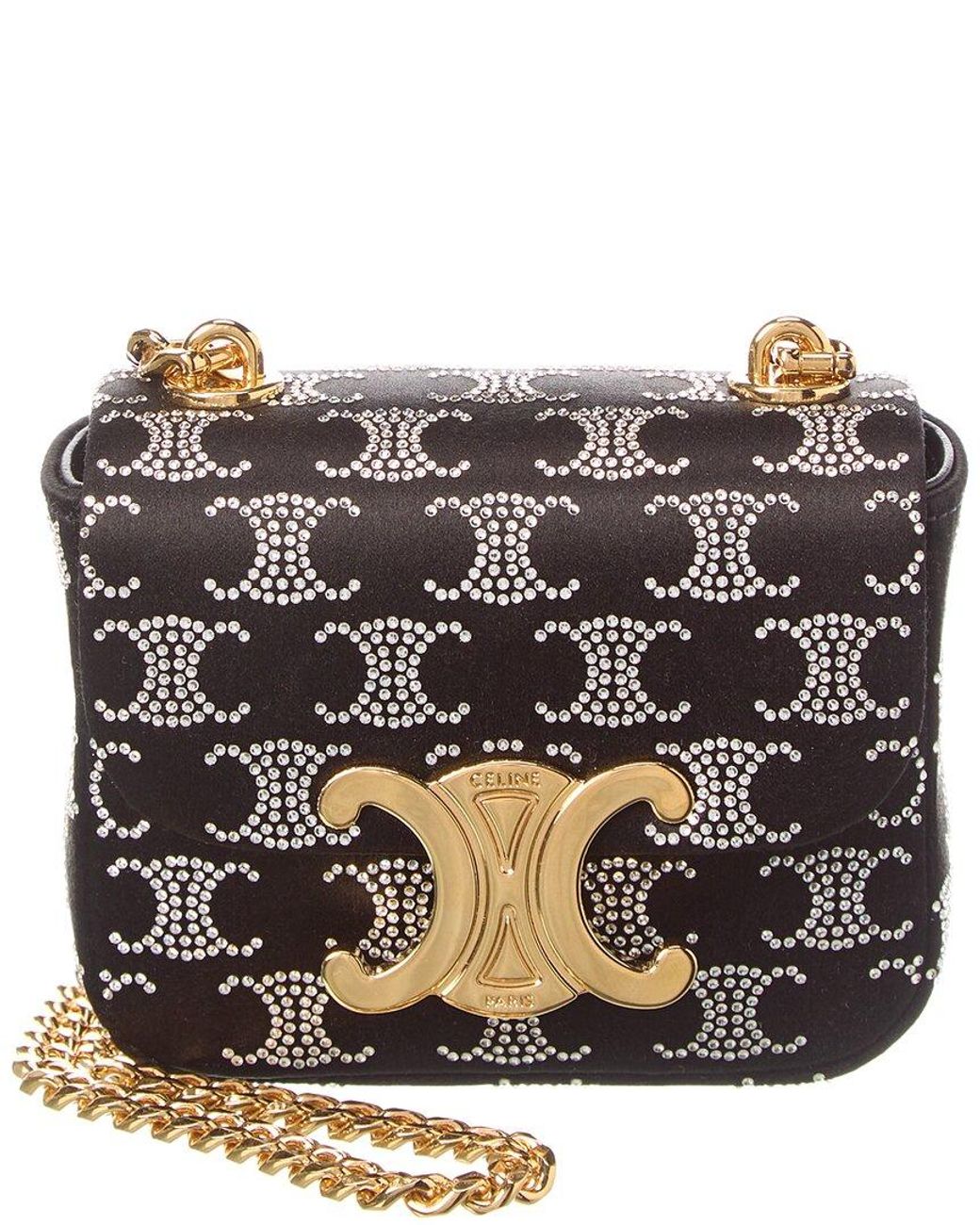 Celine Chain Claude Mini Satin Shoulder Bag in Black | Lyst